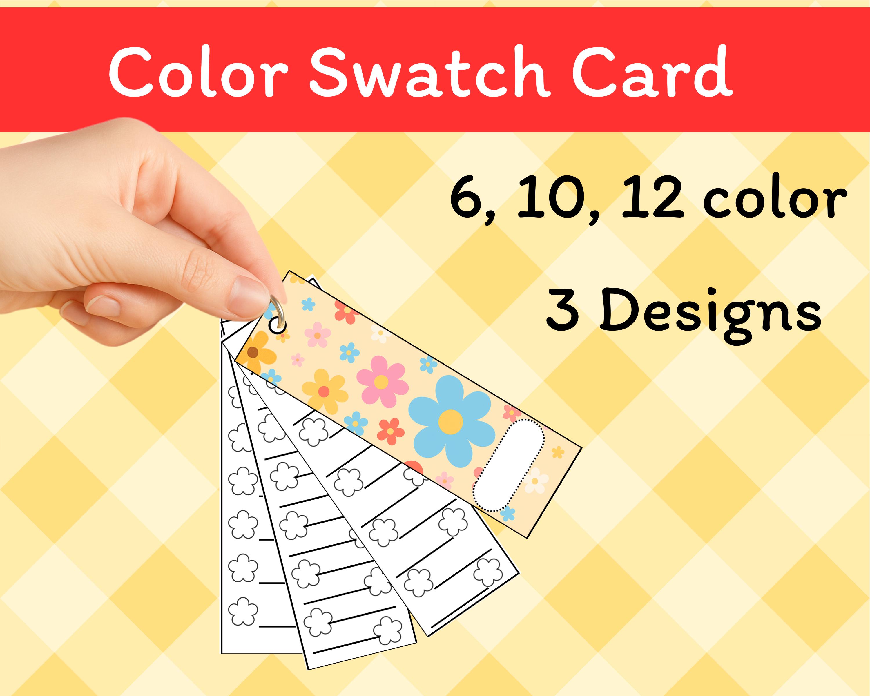 Floral Color Swatch Chart Printable | 6 10 12 Color Cards | Blank ...