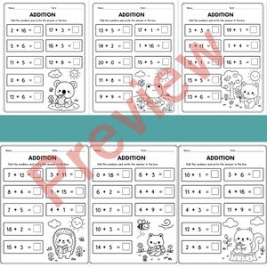 Printable Addition Worksheets (numbers 1-20), Addition Numbers 1–20 ...