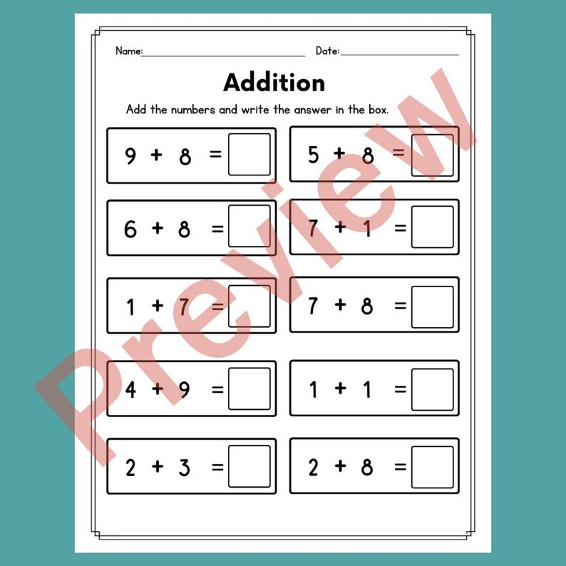 30 Printable Single-digit Addition Worksheets for Kids | 30 Printable ...