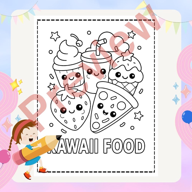 Kawaii Food Coloring Pages for Kids | Printable Cute Food Coloring ...