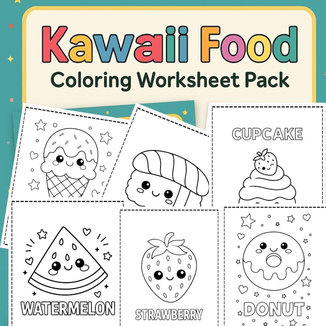 Kawaii Food Coloring Pages for Kids | Printable Cute Food Coloring ...