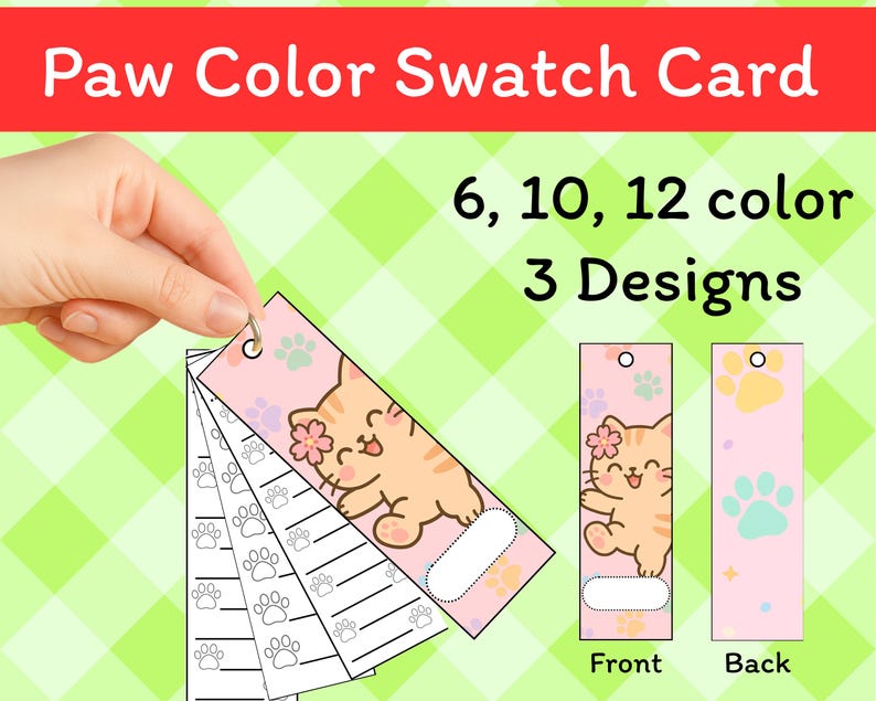 Paw Color Swatch Card Printable | 6 10 12 Color Swatch Sheets | Alcohol ...