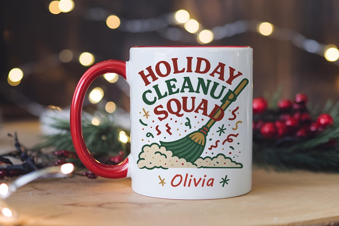 Personalized Holiday Cleanup Squad Ceramic Accent Mug for Janitors ...