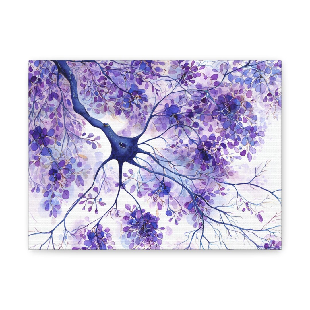 Purple Neuron Tree Matte Canvas | Stretched Wall Art - Etsy