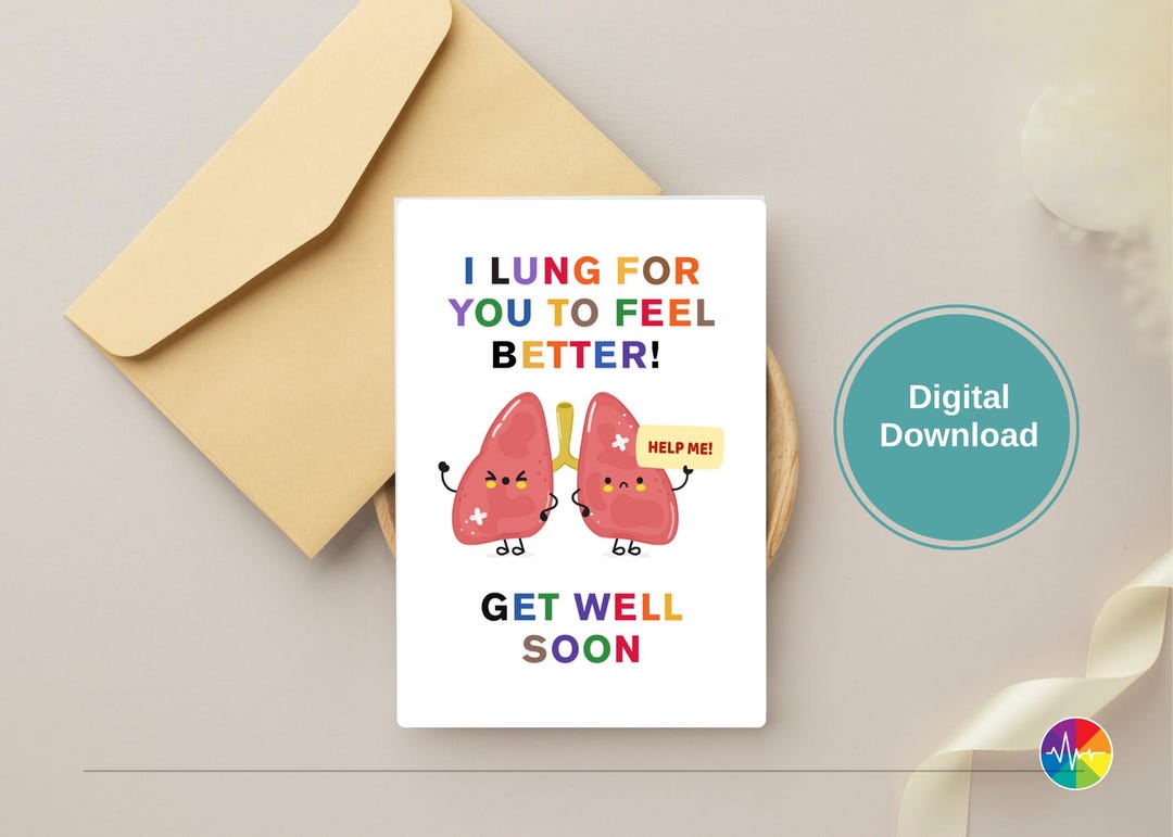 Funny Lung Get Well Card: Medical Pun for Healthcare (digital Download ...