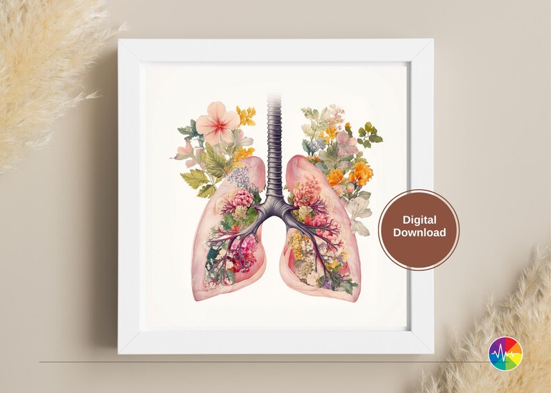 Floral Anatomical Lungs Art Print: Botanical Medical Illustration (PDF ...