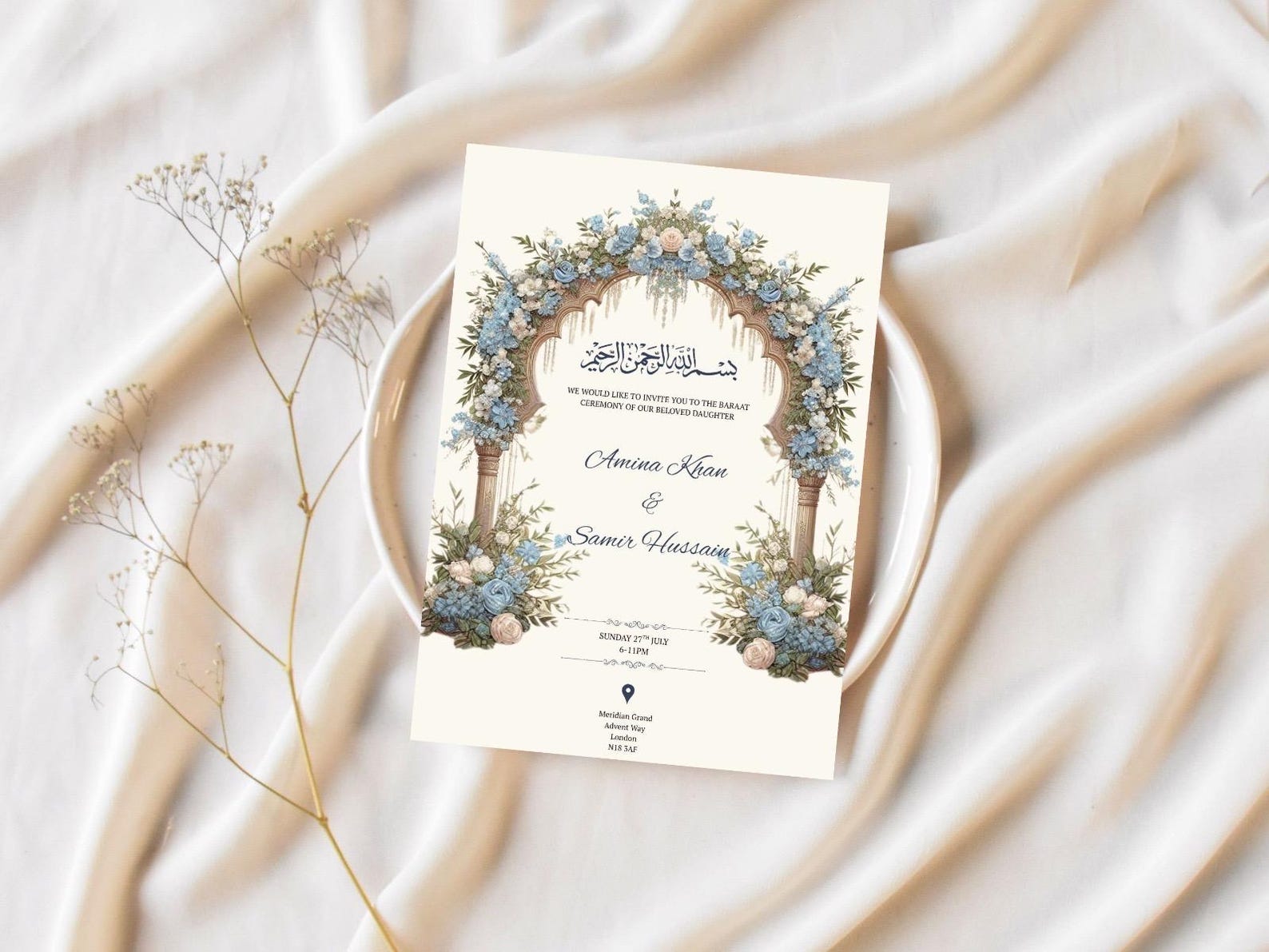 Editable Digital Muslim Wedding Invitation, Pakistani Wedding ...