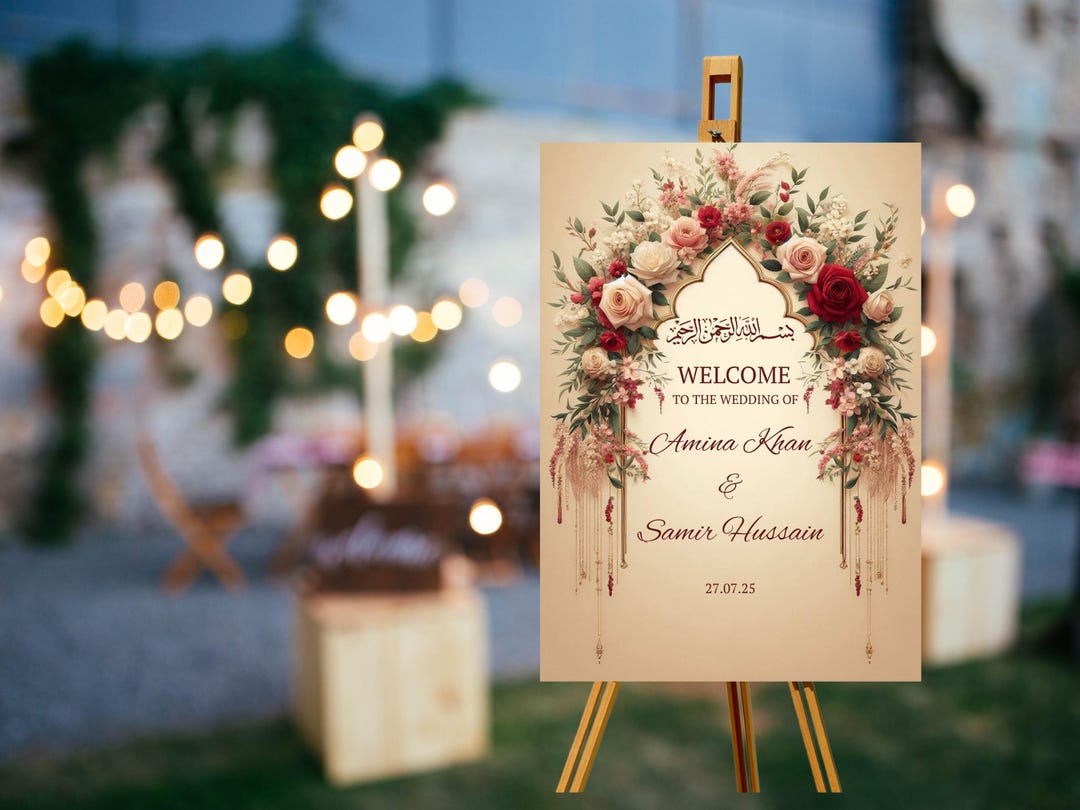 Pakistani & Indian Wedding Welcome Sign Digital Download | Personalised ...