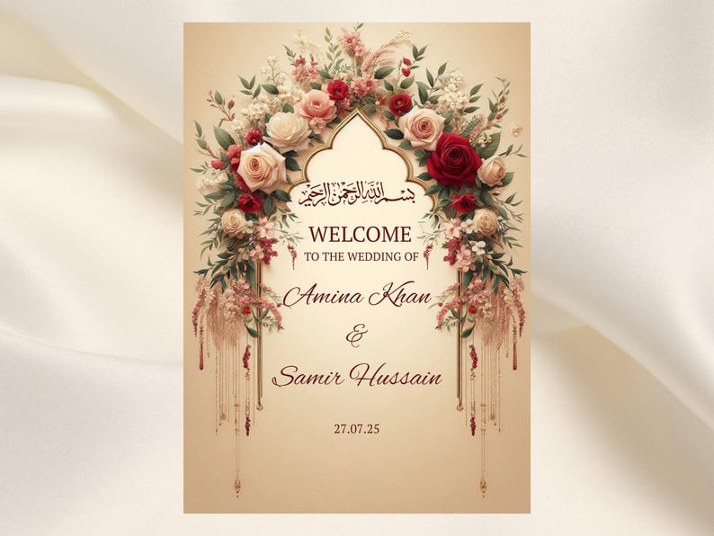 Pakistani & Indian Wedding Welcome Sign Digital Download | Personalised ...