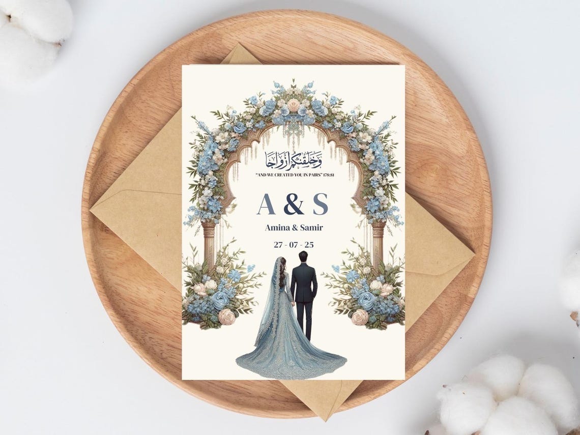 Editable Digital Muslim Wedding Invitation, Pakistani Wedding ...