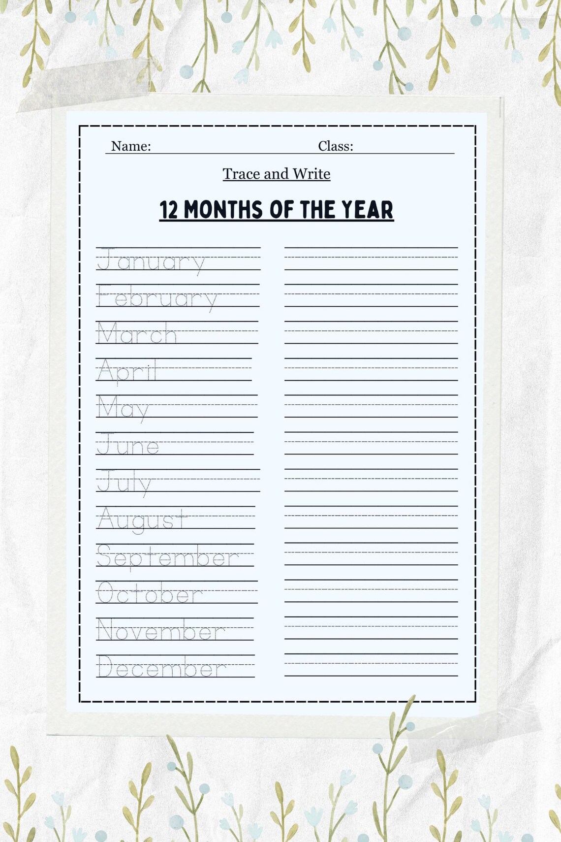 Months of the Year Tracing Worksheet: Handwriting Practice (PDF ...