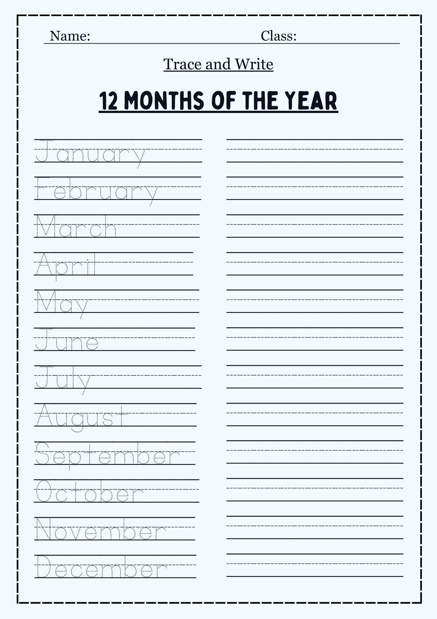 Months of the Year Tracing Worksheet: Handwriting Practice (PDF ...