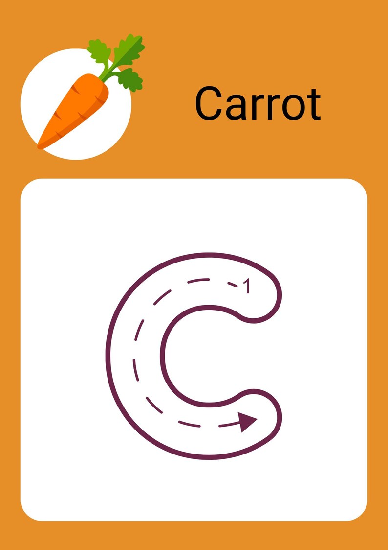 Fresh Vegetables Tracing Worksheets for Preschool and Kindergarten ...