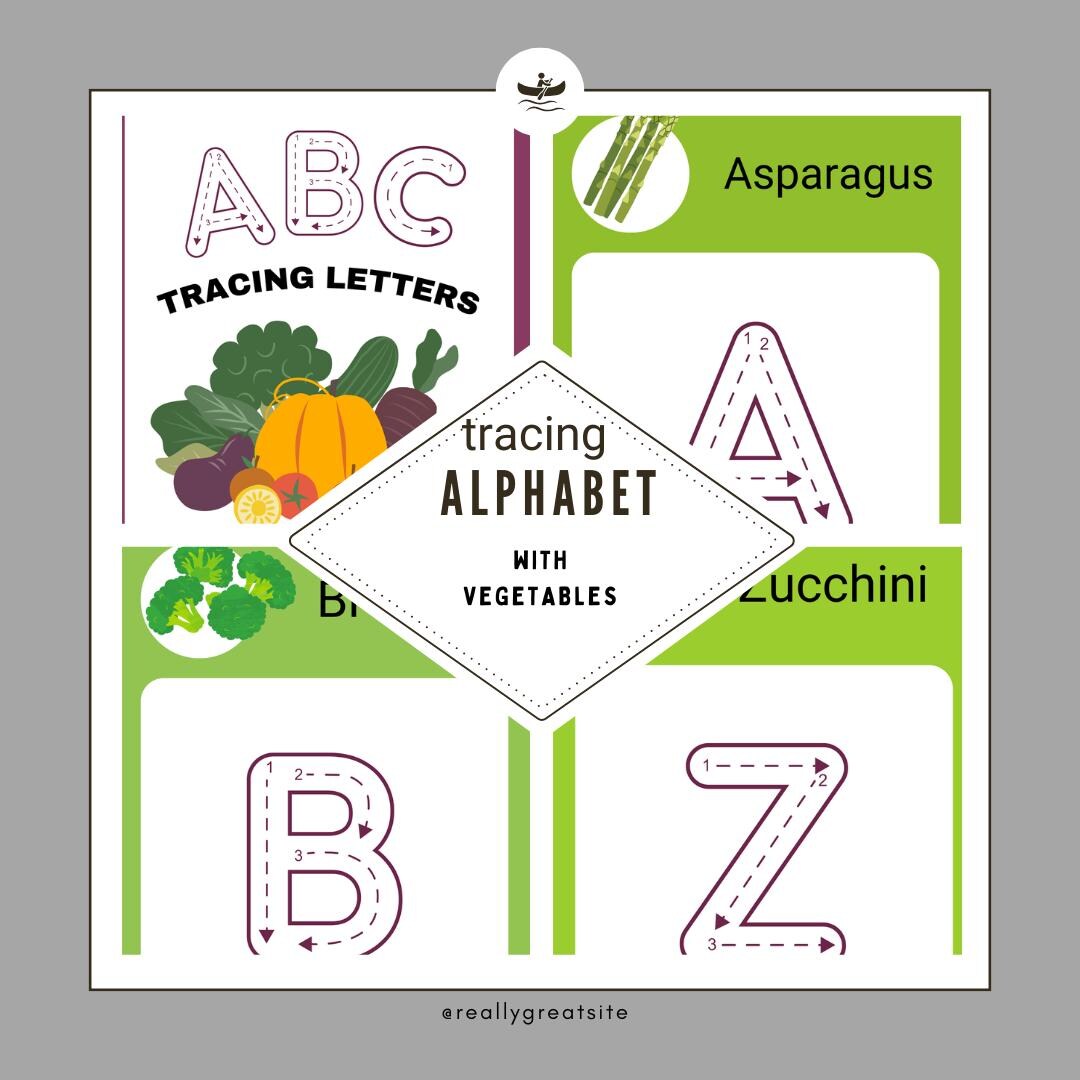 Fresh Vegetables Tracing Worksheets for Preschool and Kindergarten ...