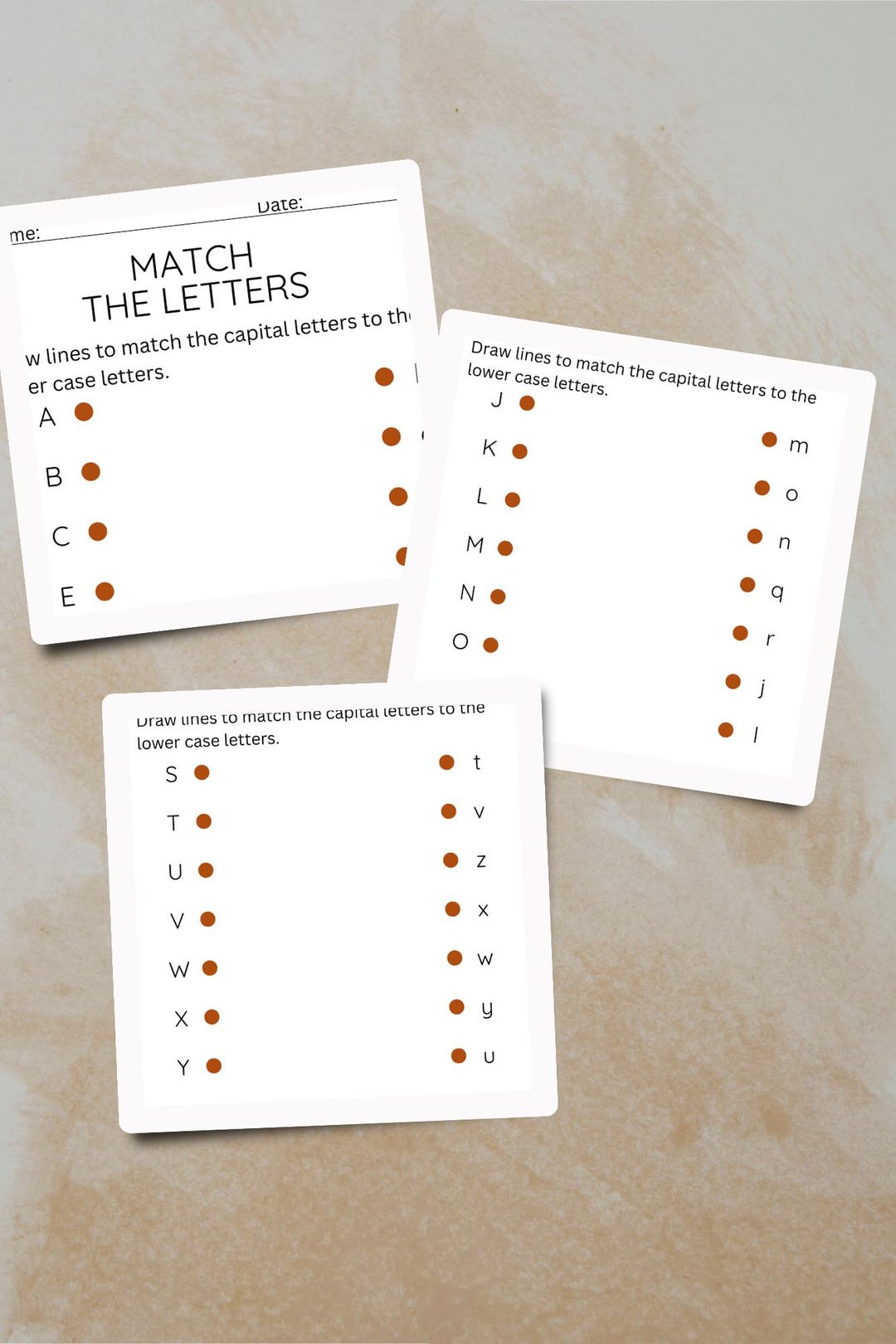 Alphabet Matching Worksheets: A-Z Letter Learning (PDF Download) - Etsy