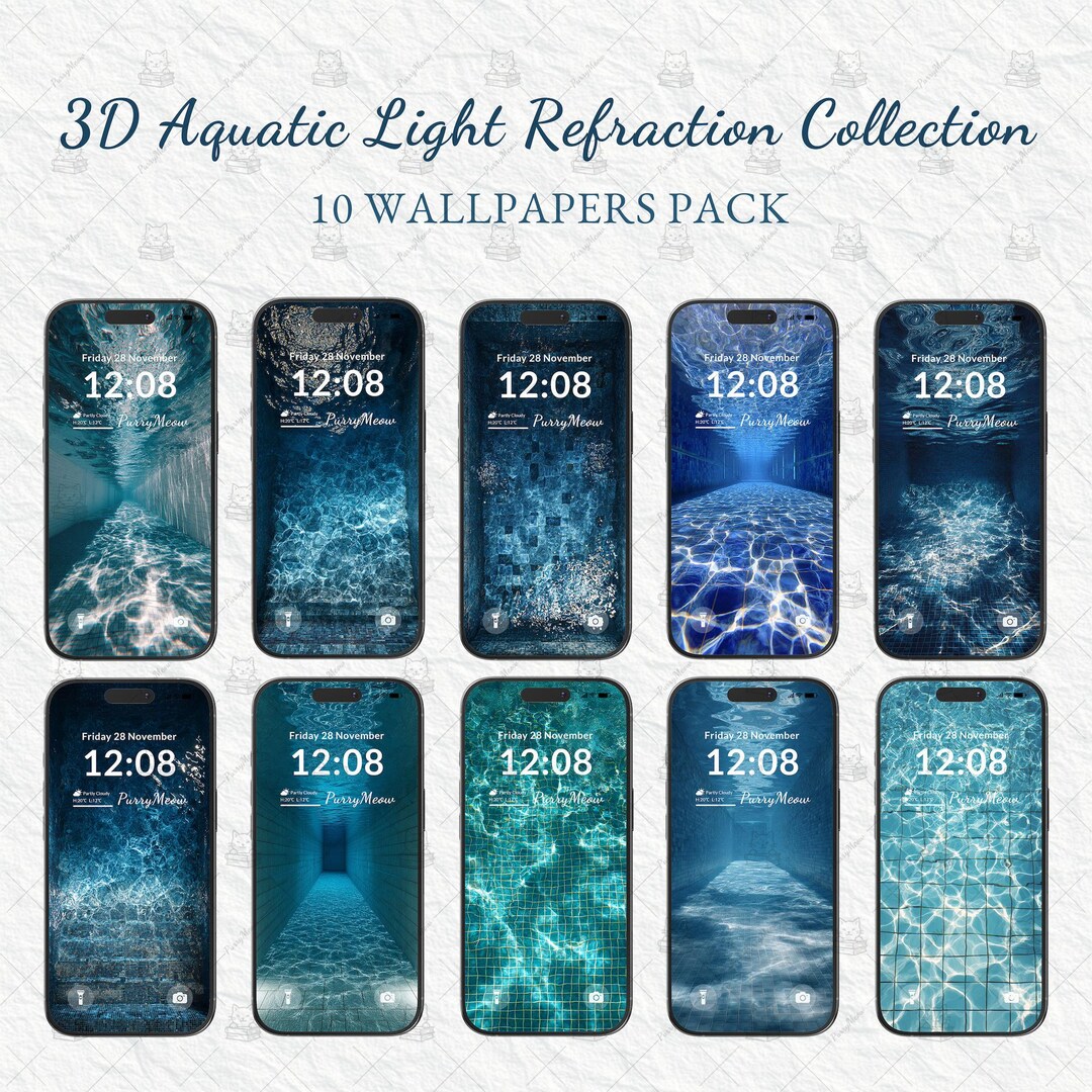 3D Aquatic Light Refraction Collection – Blue Abstract Phone Wallpapers ...