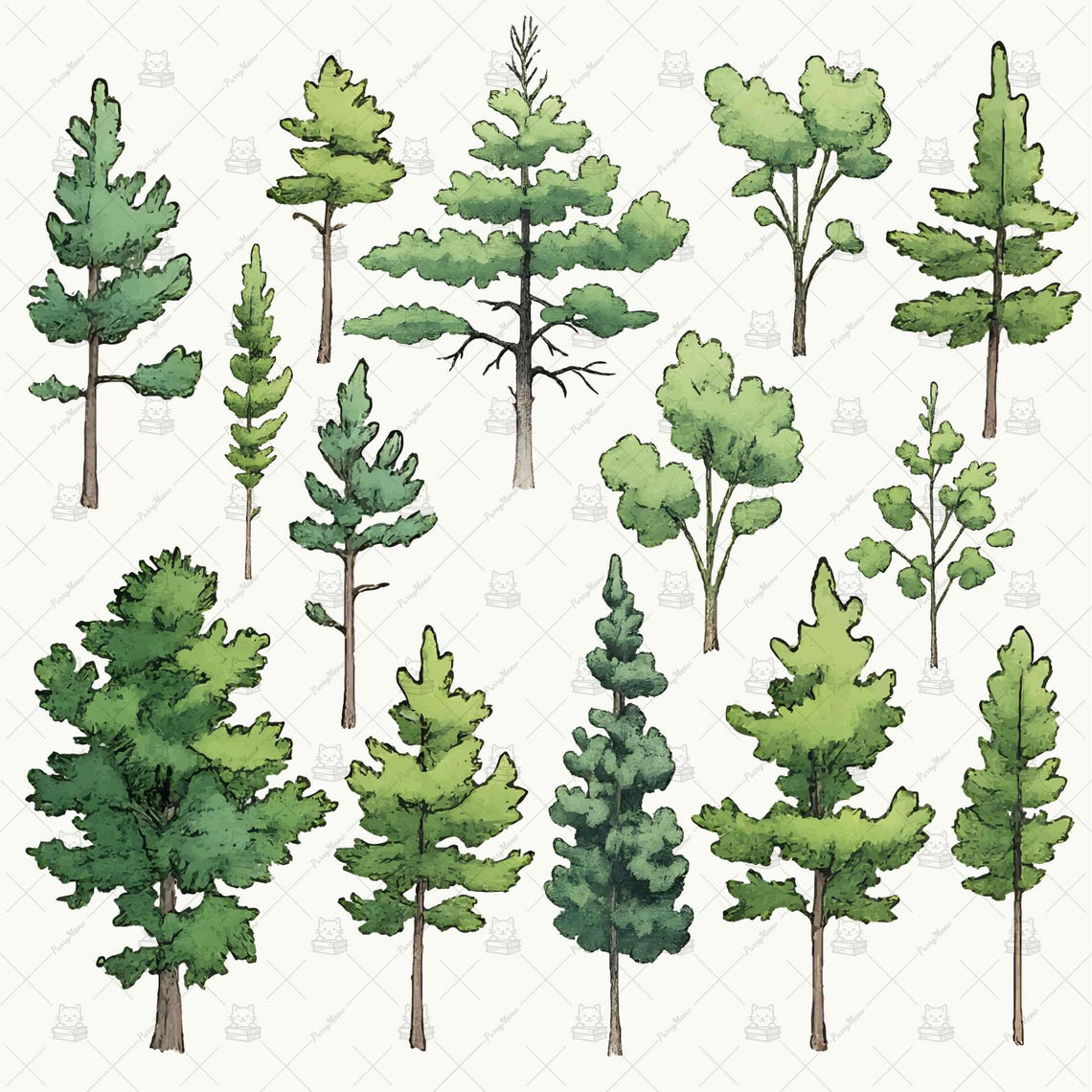 Architectural Plant Vector Set – 30+ Trees & Shrubs Elevation Clipart ...