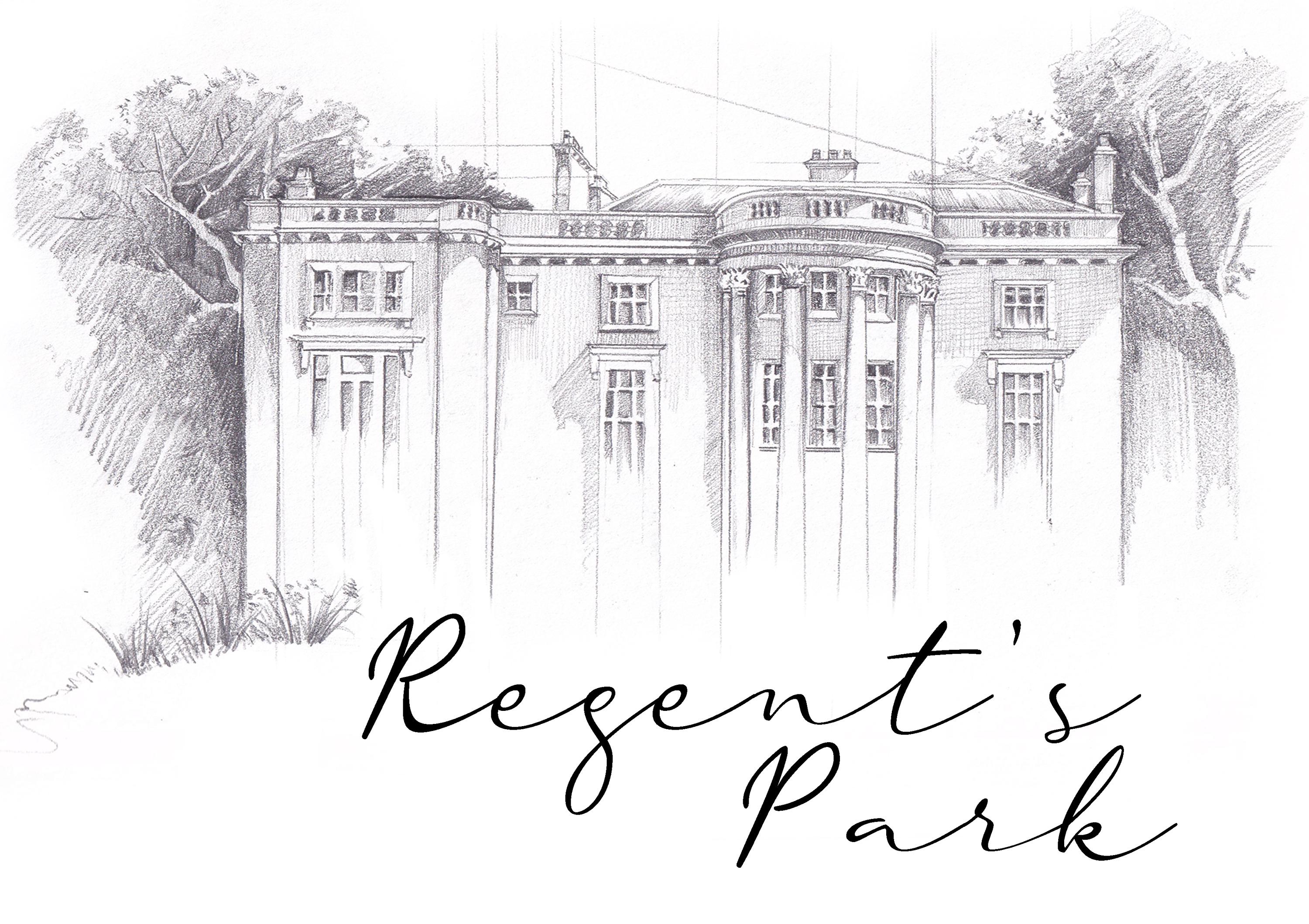 Regents Park Drawing, Pencil Drawing, Art, Artwork, Wall Art, Landscape ...