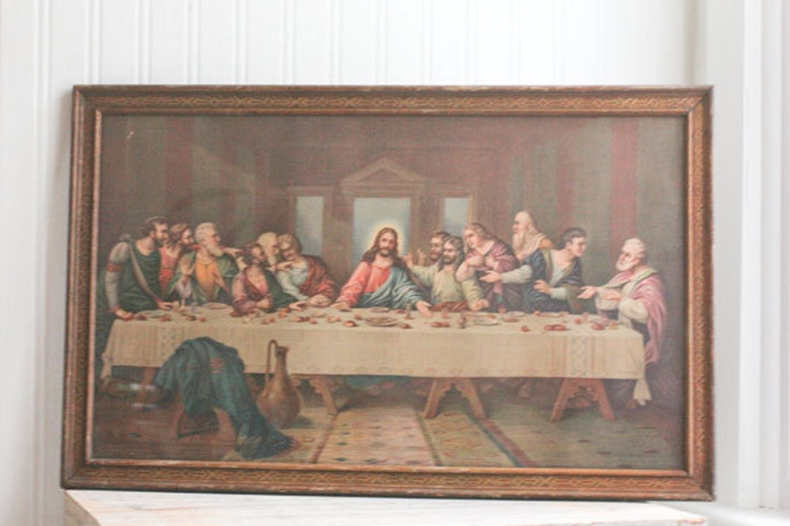 Antique Last Supper Last Supper Print Framed Print The Last Etsy