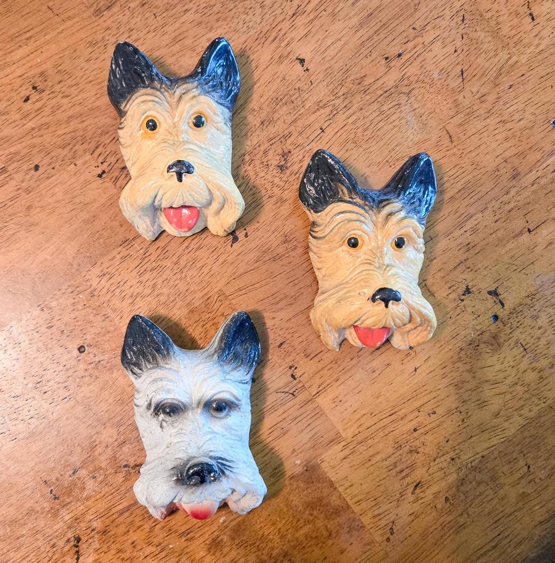 Vintage Chalkware Dog Head Terrier Breed Scotty and Other - Etsy