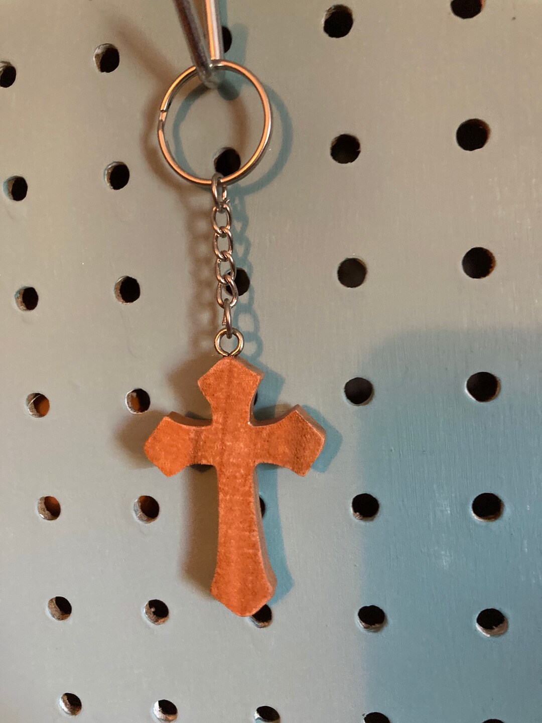 Handmade Wooden Cross Keychain - Etsy