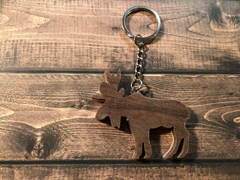 Moose Keychain Handcrafted Wooden Moose Keychain - Etsy