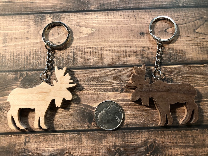 Moose Keychain Handcrafted Wooden Moose Keychain - Etsy