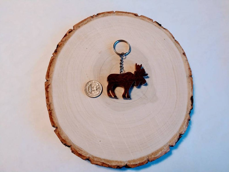 Moose Keychain Handcrafted Wooden Moose Keychain - Etsy