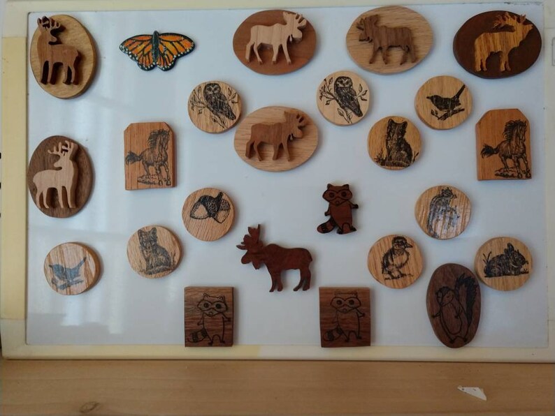 Wildlife Animal Refrigerator Magnet Sets Handmade Wooden | Etsy