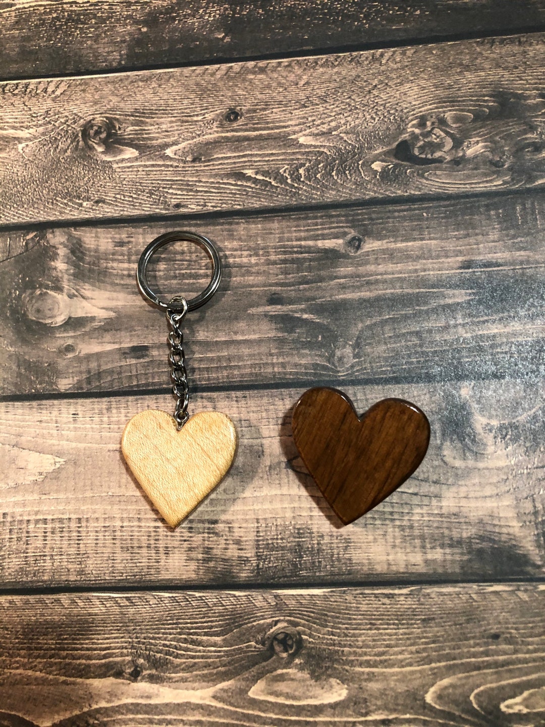 Heart Keychain, Handcrafted Wooden Heart Keychain, Great Gift for Mom ...