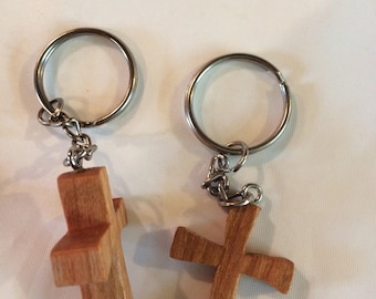 Wooden Cross Keychain - Etsy