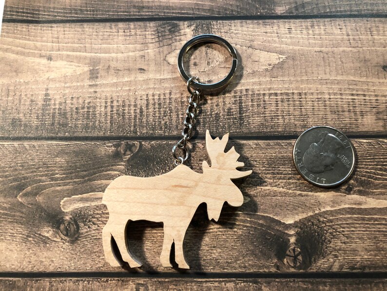 Moose Keychain Handcrafted Wooden Moose Keychain - Etsy