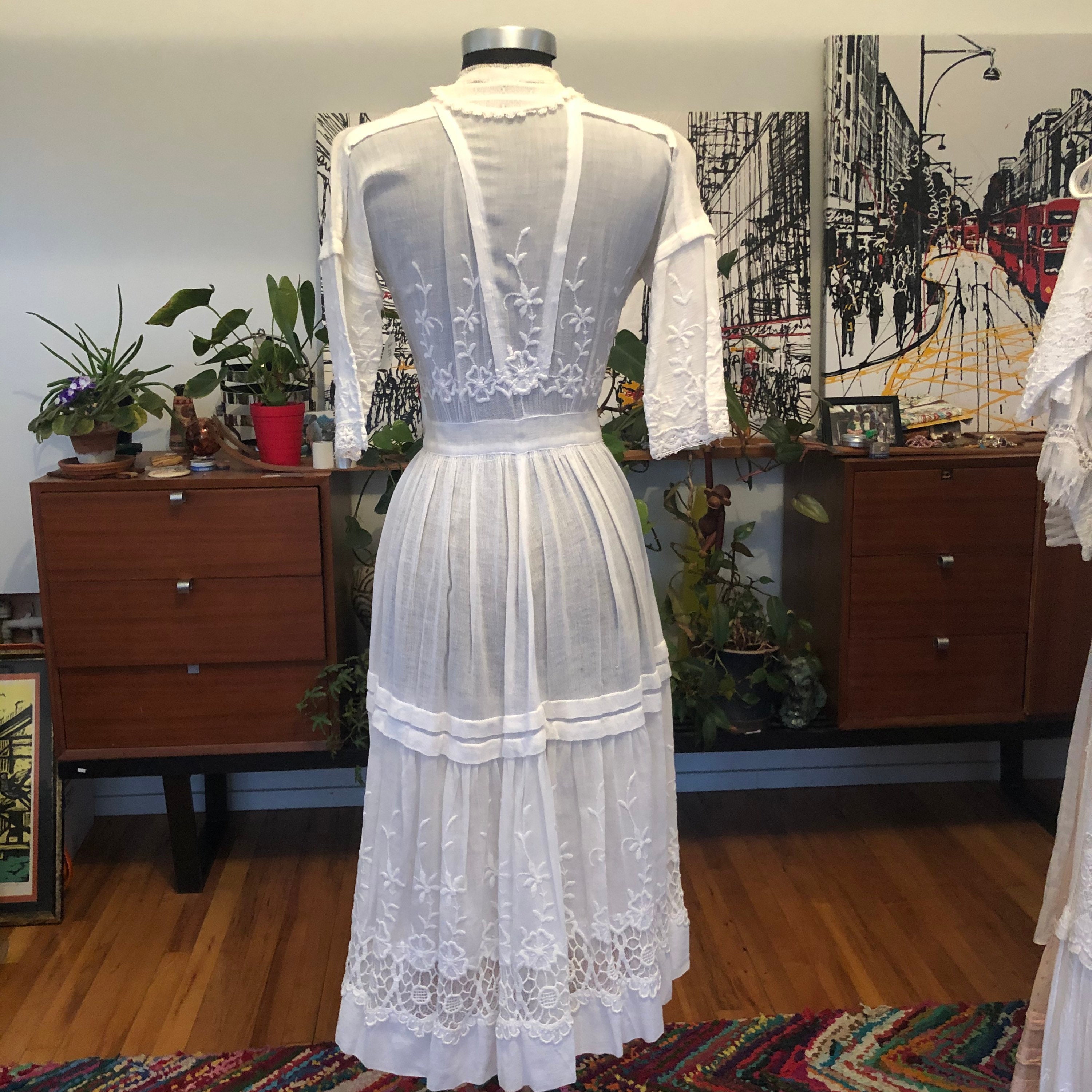 Victorian Tea Dress/ Antique Victorian Dress/ Embroidered / Turn of the ...