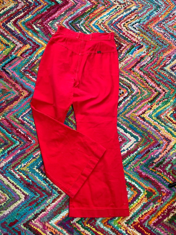 1960S Red Wrangler Wide Bell bottom Jeans - Dungarees… - Gem