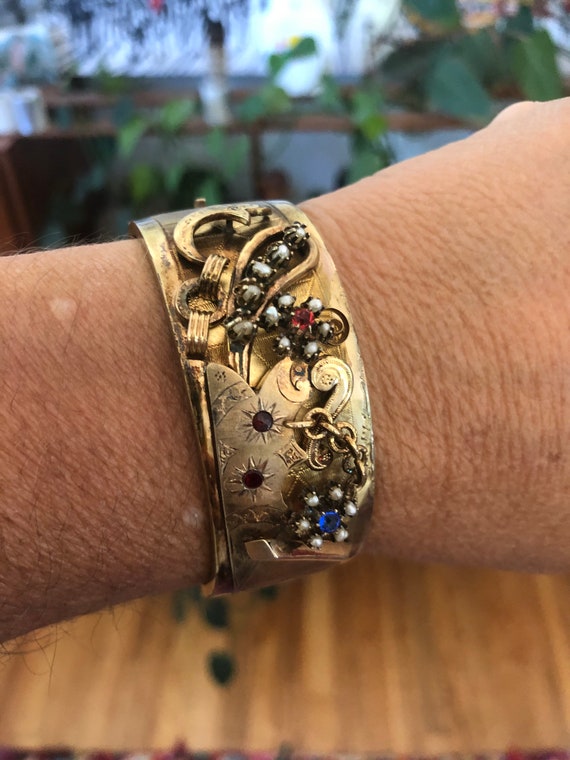 10K Gold Bangle Bracelet Rose & Yellow - Gypsy Antiqu… - Gem