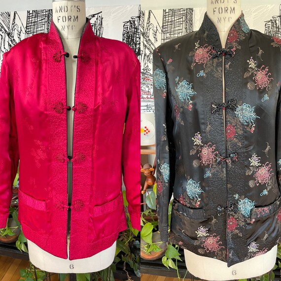 1960s Chinese Satin Jacket-Reversible Peony Brand Chi… - Gem