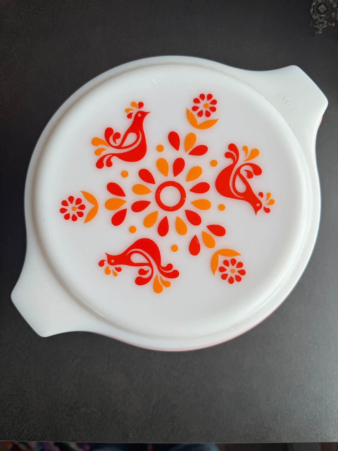 Pyrex Friendship Pattern, Red Casserole Dish Love Bird Pattern White ...