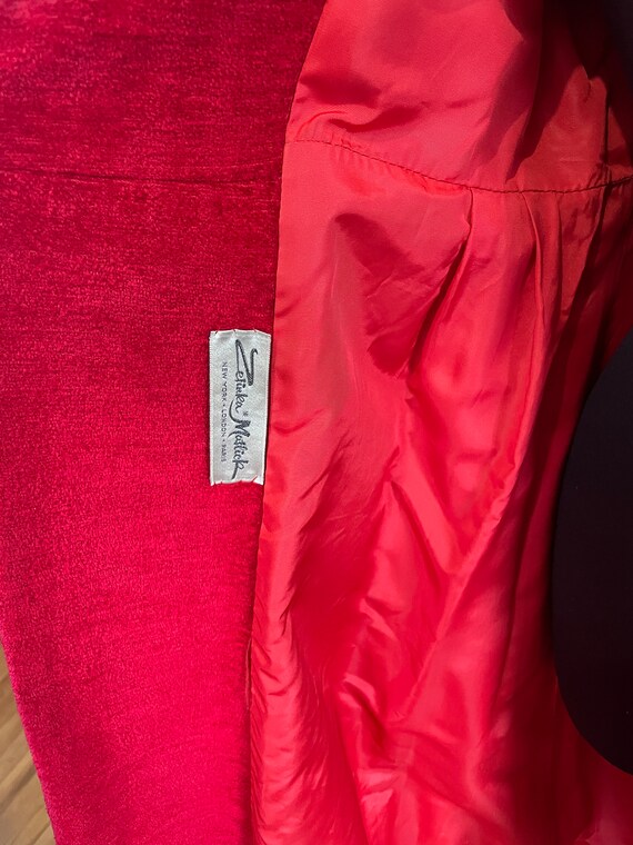 1960s Red Duster Coat opera - Ruffled Collar - Pocket… - Gem