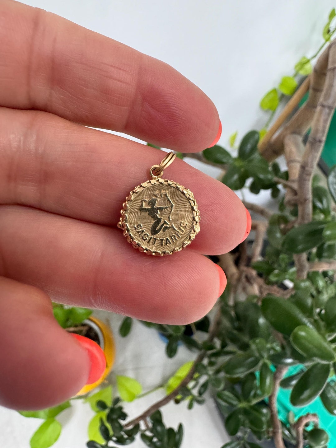 14K Solid Gold Locket Pendant Sagittarius Zodiac - Etsy