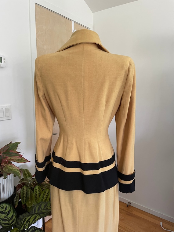 Lilli Ann Suit Skirt Jacket Mustard Black 1940s Vinta… - Gem