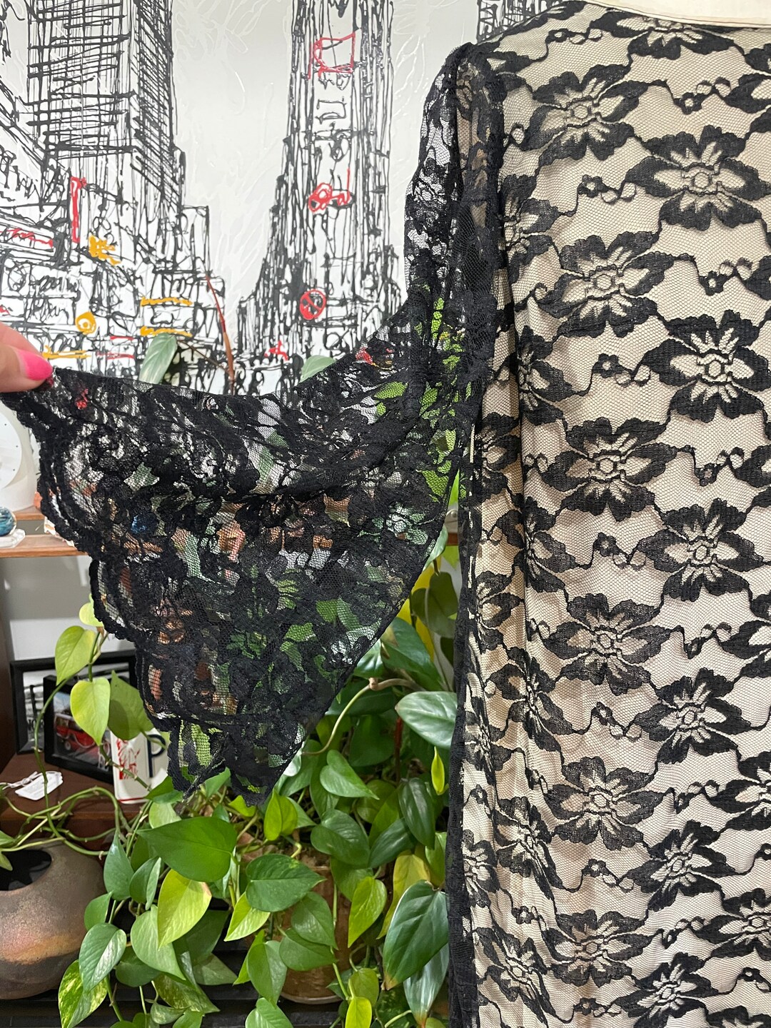 1960s Black Laced Dress LBD Cocktail Formal Holiday Attire Illusion ...