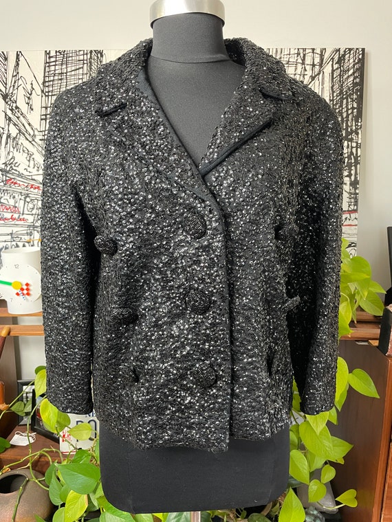 60s Sequined Jacket 1960s black Palette Sequins Banff… - Gem