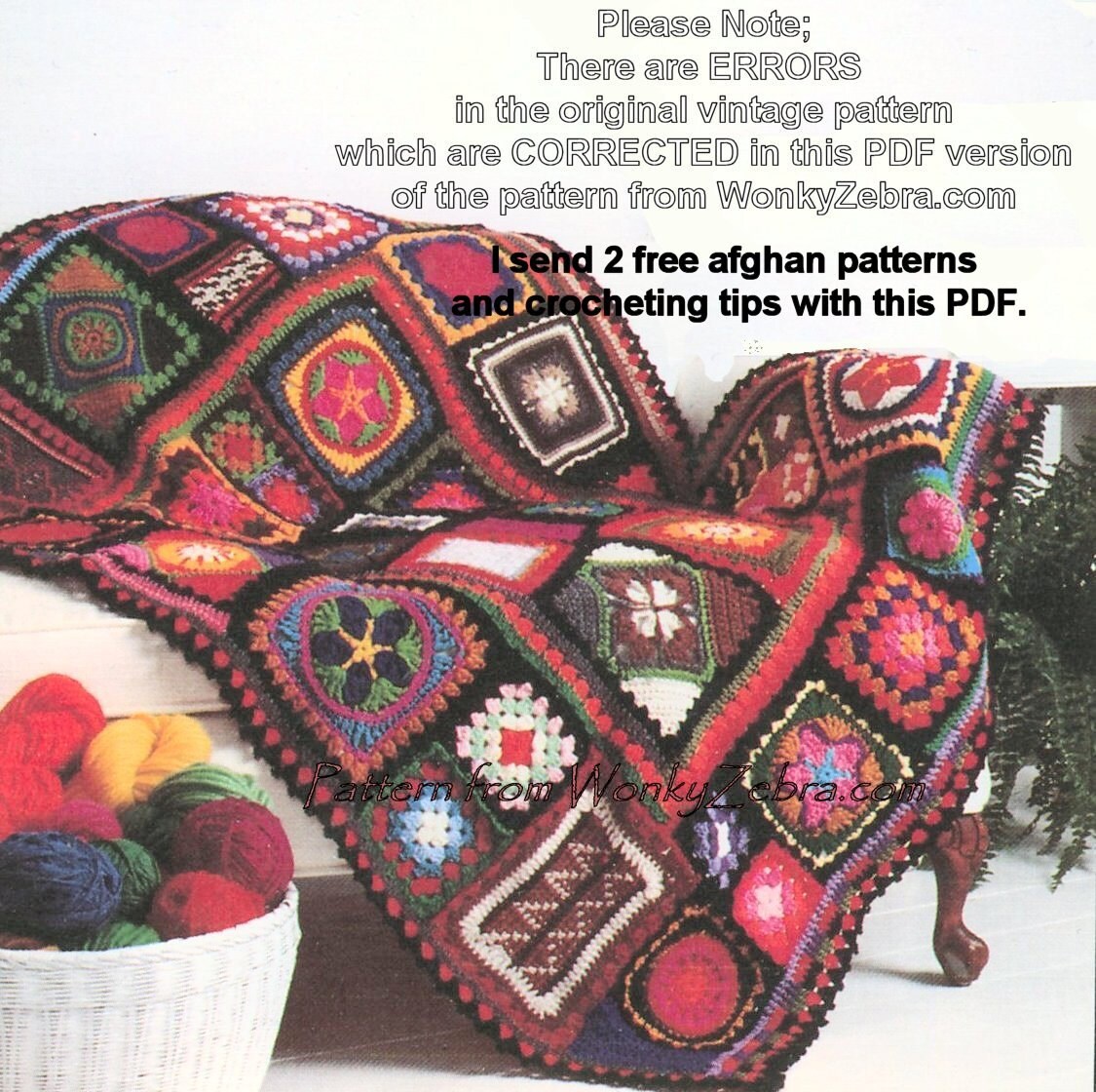 Crochet Blanket Pattern 195 PDF Afghan Granny Blanket Plus BONUS ...