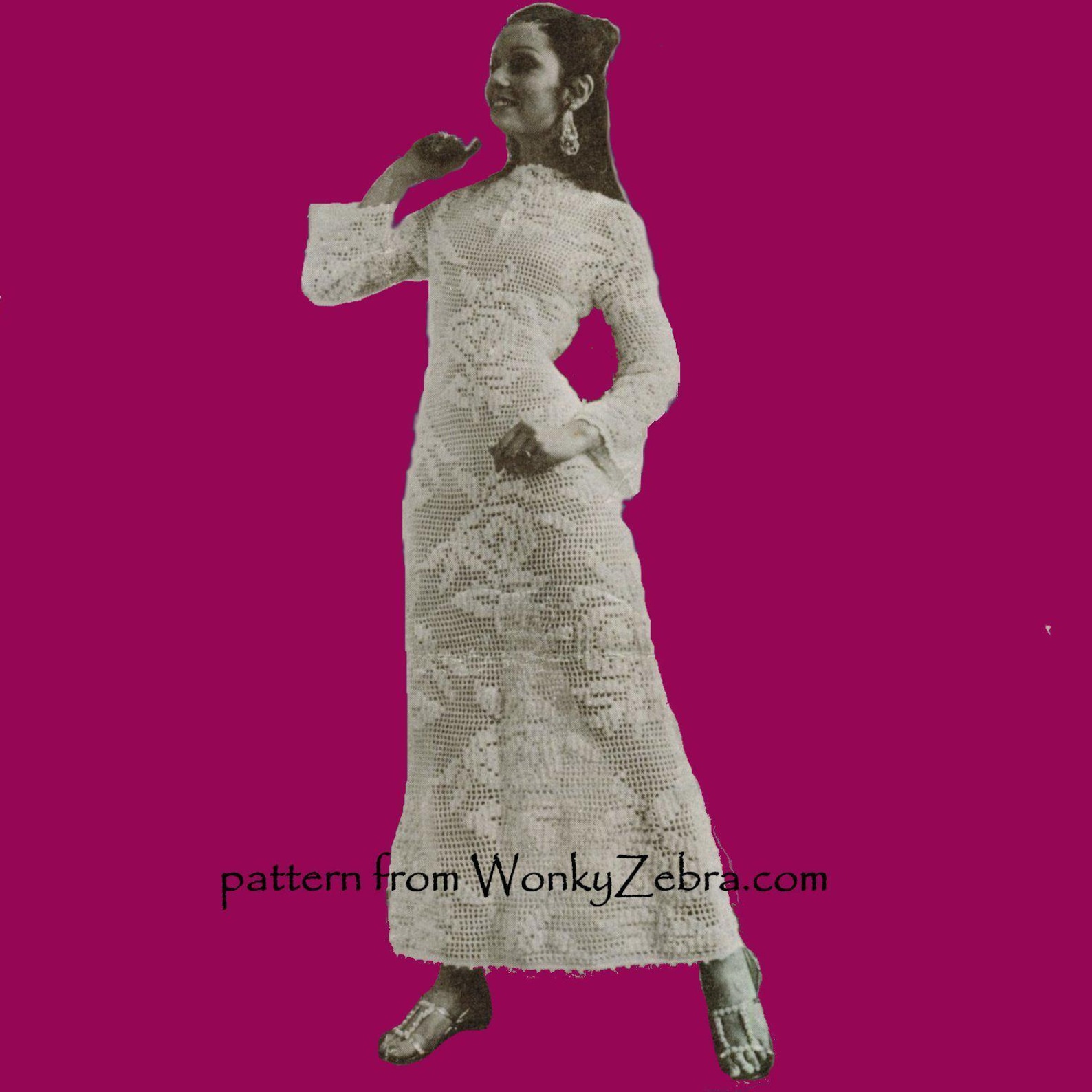 Vintage Filet Crochet Mesh Maxi Dress Crochet Pattern PDF 451 From ...