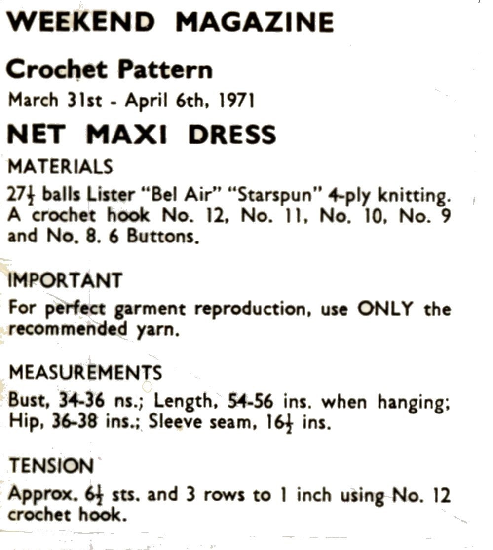 Vintage Filet Crochet Mesh Maxi Dress Crochet Pattern PDF 451 From ...