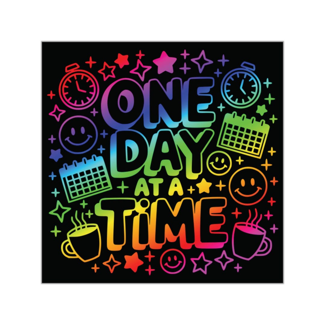 Dry January Rainbow Vinyl Sticker - One Day at a Time - Laptop, Water ...