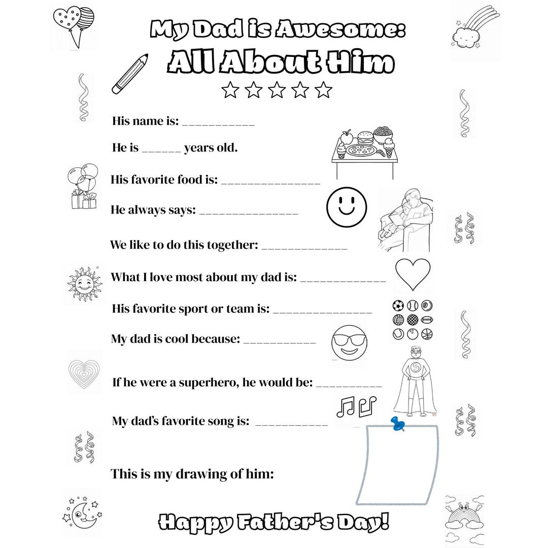 Father's Day Activity - Printable PDF "all About Dad" - Etsy