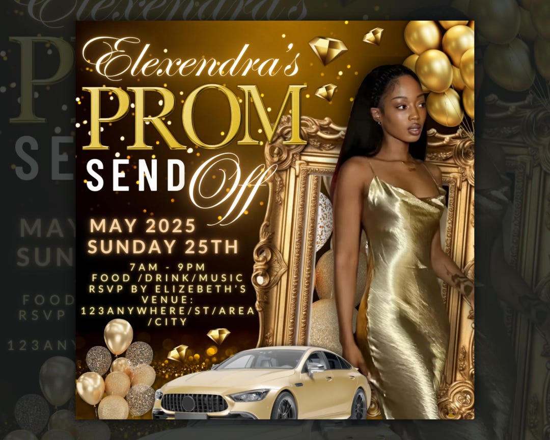 Golden Prom Send off Flyer, DIY Canva Template - Etsy