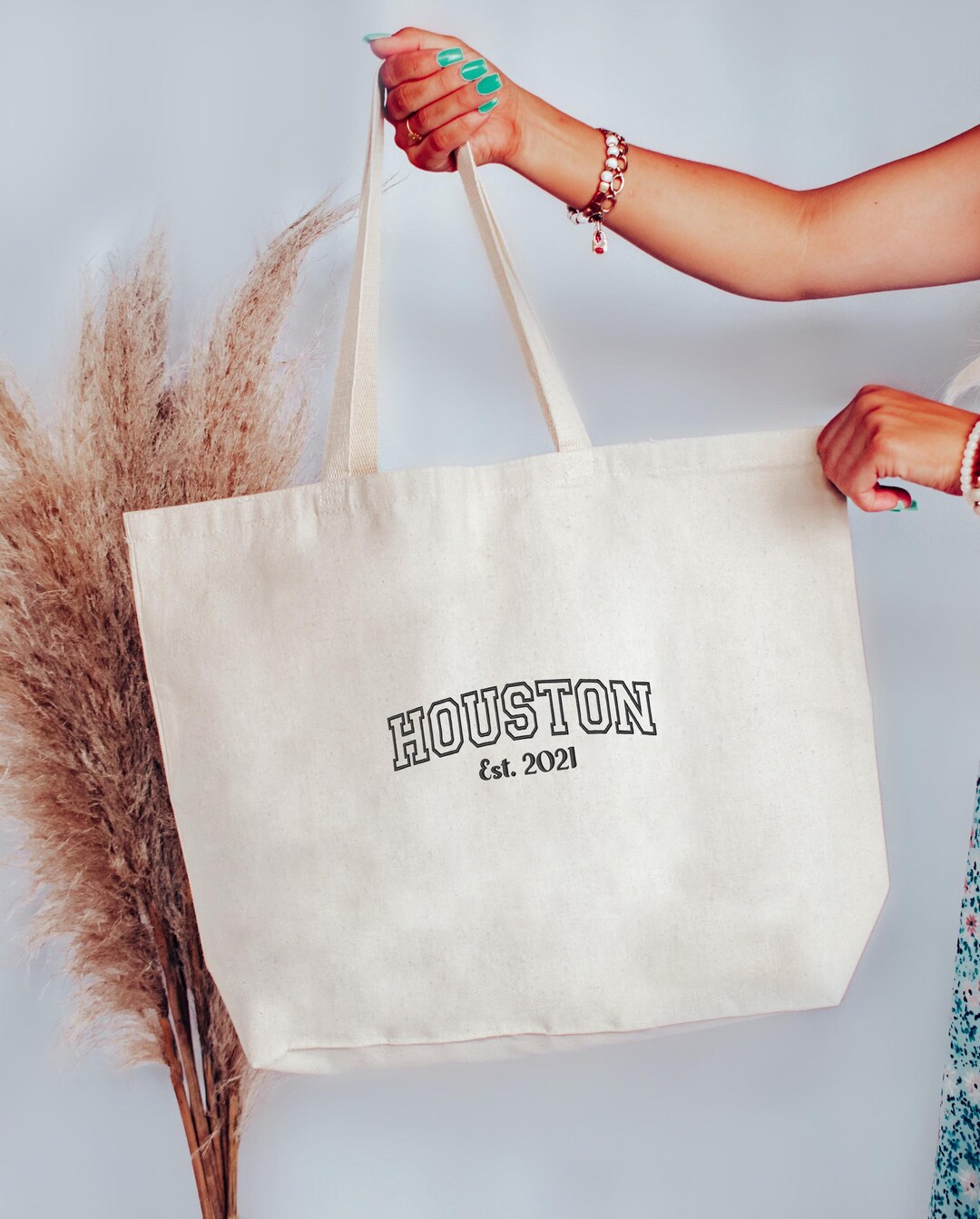 Embroidered Houston Est 2021 Tote Bag, Houston Texas Bag, Custom Date ...