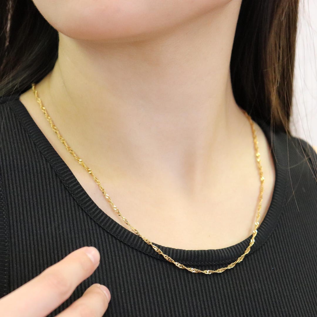 22K Solid Gold Chain Necklace: Italian Design, Handmade in Canada - Etsy